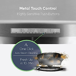 Pacific Trusteam Range Hood, 30''/36'' under cabinet, high-temperatur auto steam cleaning, Max 900CFM, LED light, responsive touch control, stainless steel housing (30')