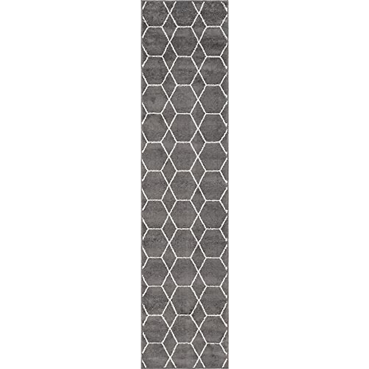 Unique Loom Trellis Frieze Collection Area Rug - Geometric (2' x 8' 8" Runner, Dark Gray/ Ivory)