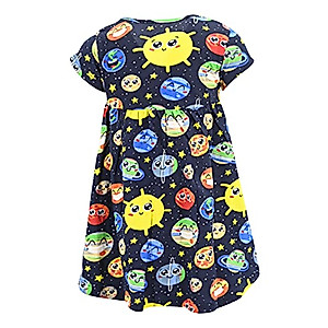 Unique Baby Girls Outer Space Back to School Skater Dress (5Y, Navy Blue)