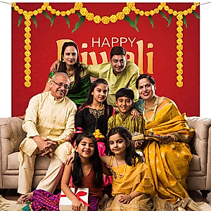 Happy Diwali Photo Booth Backdrop 5x7ft Hindu Festival of Lights Photography Background Decoration