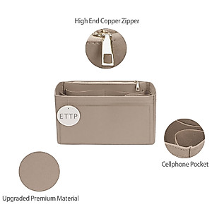 ETTP Purse Organizer Insert For Handbags, Tote Bag Organizer Insert, Compatible with MJ Tote and Onthego (Small, Beige)
