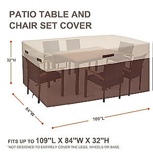 ELEXTYLE Rectangle Outdoor Dining Table and 7-9 Chairs Set Cover for Patio Furniture 600D Oxford Weather-Proof 109" L X 84" W X 32" H Outside Table Covers Rectangle Anti-Fading