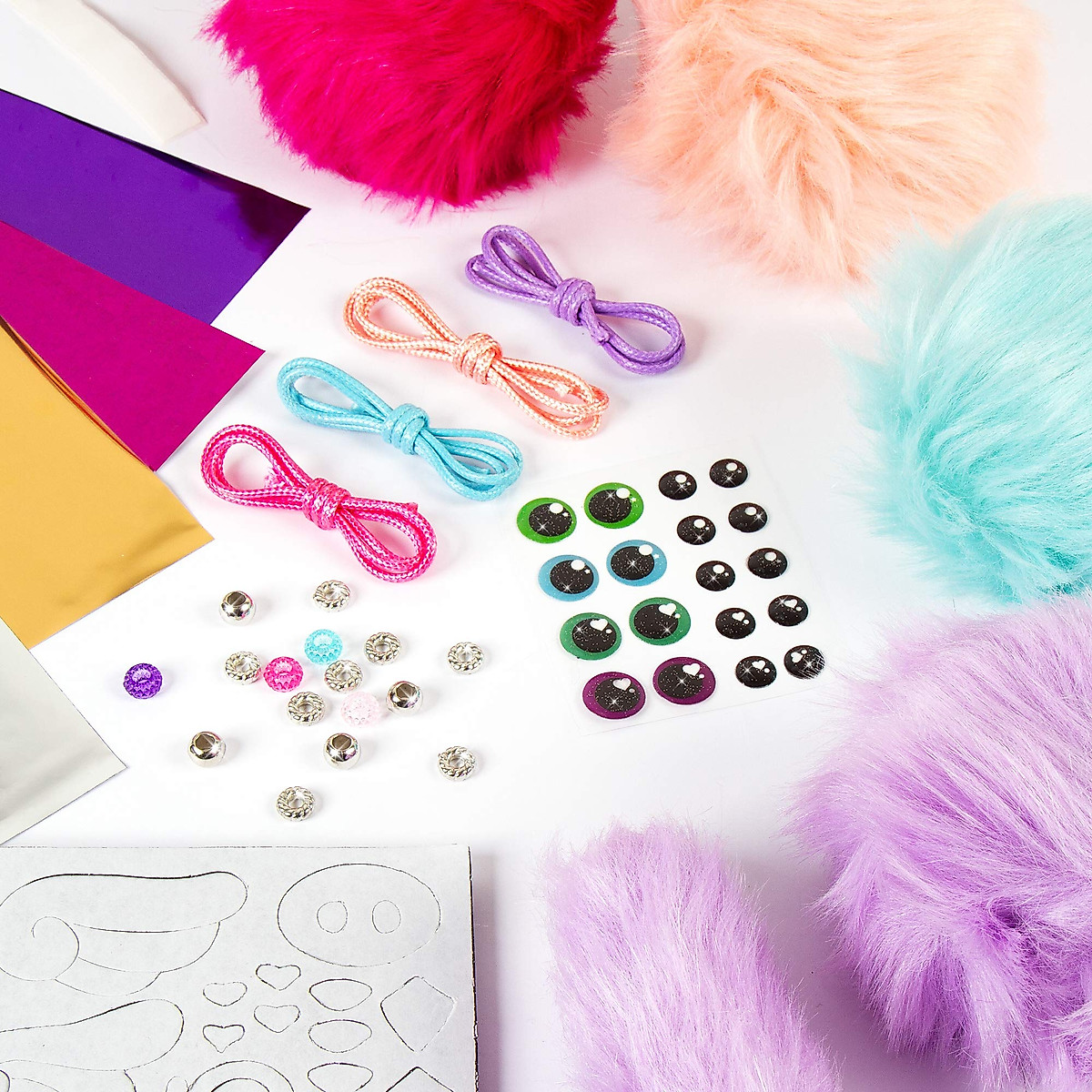 Make It Real DIY Cuddle Mob Kit - Create 4 Adorable Pom Pom Characters with 36 Pieces - All-in-One Arts & Crafts Set for Tweens & Girls - Fun, Skill-Building Craft for Kids Ages 8+ Creative Gift
