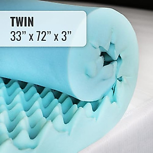 DMI Foam Mattress Topper, Egg Crate Foam Pad, Mattress Pad and Bed Topper for Support, Air Circulation, Pressure Relief and Weight Distribution, Twin Size Mattress, 33 x 72 x 3