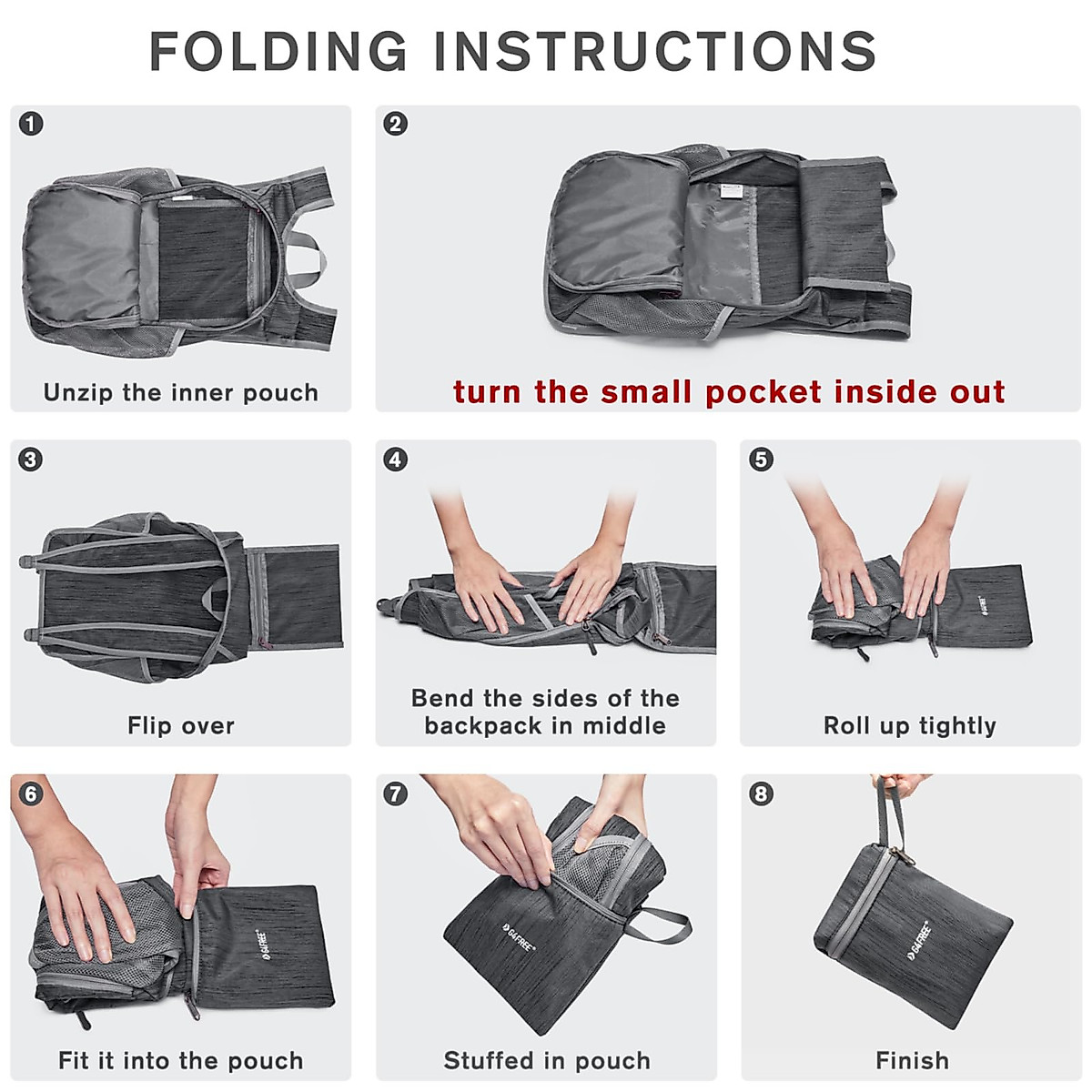 G4Free 10L Hiking Backpack Small Travel Hiking Daypack Lightweight Packable Backpack Casual Foldable Shoulder Bag