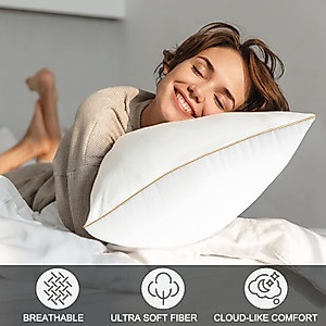 Pillows King Size Set of 2, Luxury Soft King Size Pillows, Hotel Collection Bed Pillows for Sleeping, Down Alternative Filling Breathable Pillow, Gel Cooling Pillow