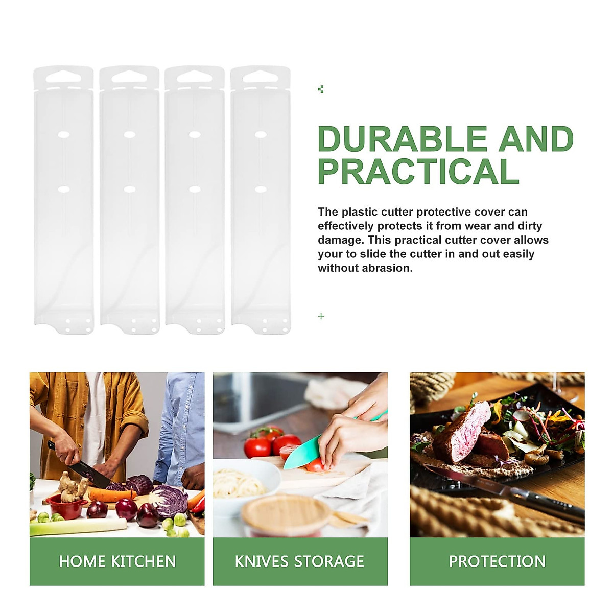 Hemoton 4pcs Guard Cutter Sheathes Kitchen Cover Plastic Cutter Tool Blades Protector Steak Blade Sleeve Plastic Dinnerware Blades Guard Pp Small Holder White