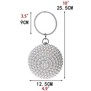 Tngan Womens Evening Bag Round Ball Wedding Handbag Artificial Pearl Purse Golden