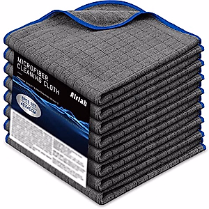 Airlab Microfiber Towels for Cars Wash & Drying Auto Detailing, Highly Absorbent, Lint-Free, Streak-Free, All-Purpose Cleaning Cloths for Household, 16" x 16", Pack of 8, Grey