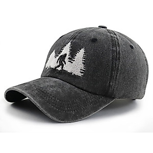 Bigfoot Gifts for Men Women, Sasquatch Forest Decor Baseball Cap, Adjustable Cotton Embroidered Dad Hats, Funny Big Foot Gifts for Sasquatch Lovers Hunters Campers Hikers