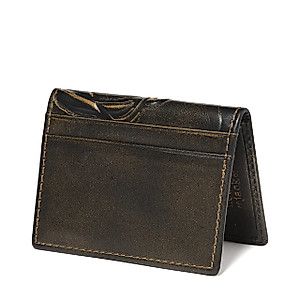 House of Jack Co. SKULL Slim Card Wallet | Minimalist Bifold Card Case | Slim Front Pocket Card Holder | Handburnished Premium Leather