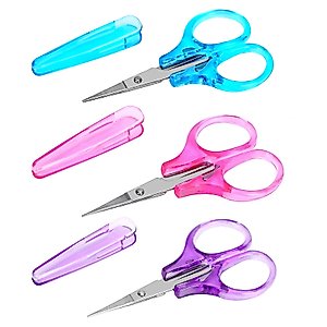 3Pcs Detail Mini Craft Scissors Set Stainless Steel Scissors with Protective Cover Small Scissors All Purpose Craft Scissors Precision Straight Fine Tips Design for Paper Cutting,Scrapbooking