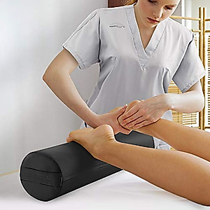 Saloniture Full Round Massage Table Bolster Pillow Pad - 26 x 6 Inch - Black