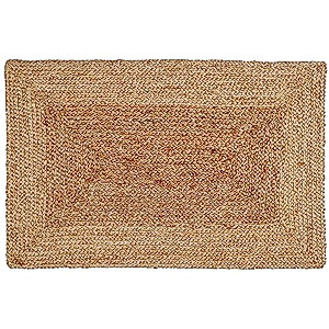 Jute Braided Natural Rug 2’X3' -Natural Linen Colour, Hand Woven & Reversible for Living Room Kitchen Entryway Rug, Jute Burlap Braided Rag Rug 24x36 inch, Farmhouse Rag Rug, Rustic Rug