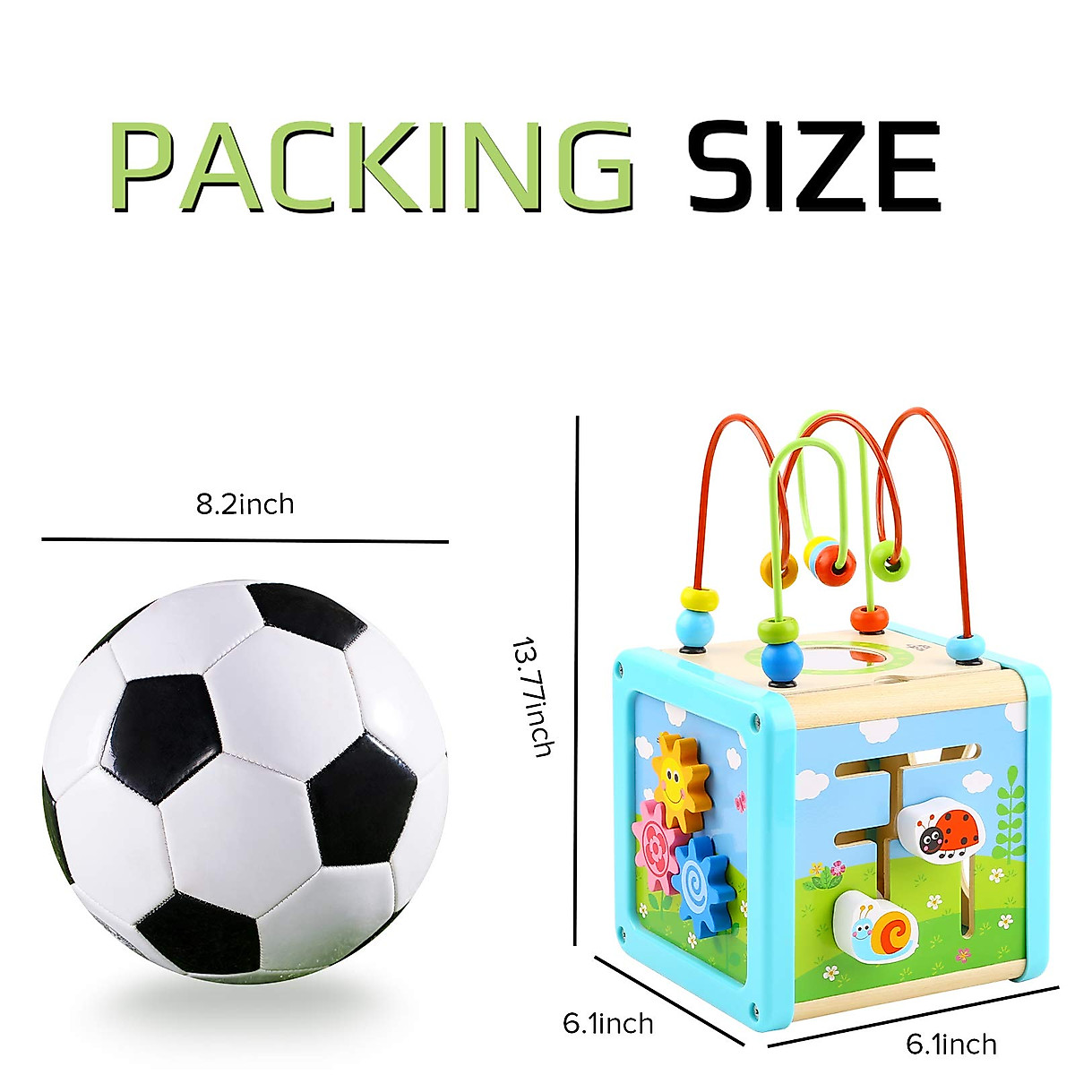 TOOKYLAND Activity Cube Wooden Toys Bead Maze Shape Sorter Learning Developmental Montessori Toys Small Size Gifts for Toddler Kids