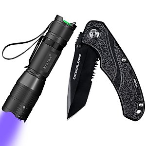 Pocket Folding Knife -Tactical Knife& LED Flashlight-UV Black Light- Good for Hunting Camping Indoor and Outdoor Activities Mens Gift