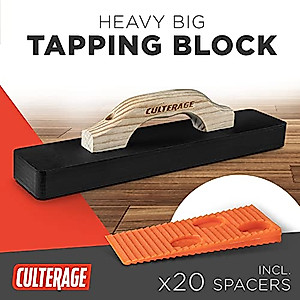 Culterage - Tapping Block [Incl. 20 Spacer] - Laminate Flooring Tools - Tapping Block for Vinyl Plank Flooring - Tapping Tool with Big Wooden Handle - Laminate Floor Tools - Tools for Vinyl Flooring