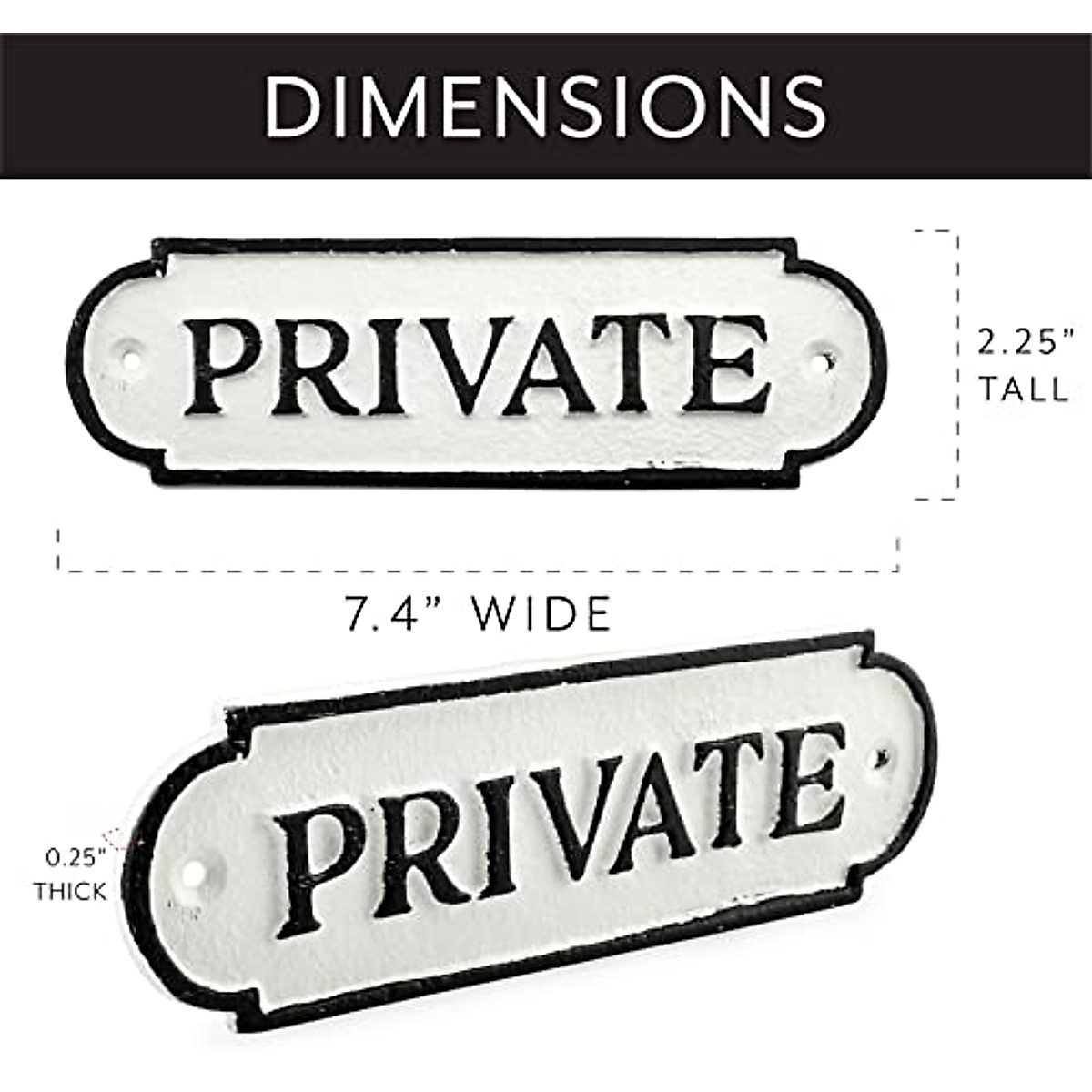 AuldHome Cast Iron Private Signs (2-Pack); Rustic Style Restricted Area Door Plaques