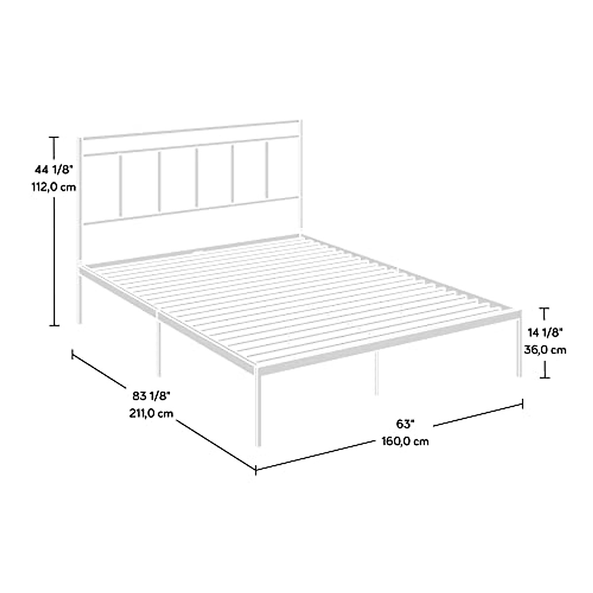 Sauder Cannery Bridge Queen Platform Bed, Black Finish