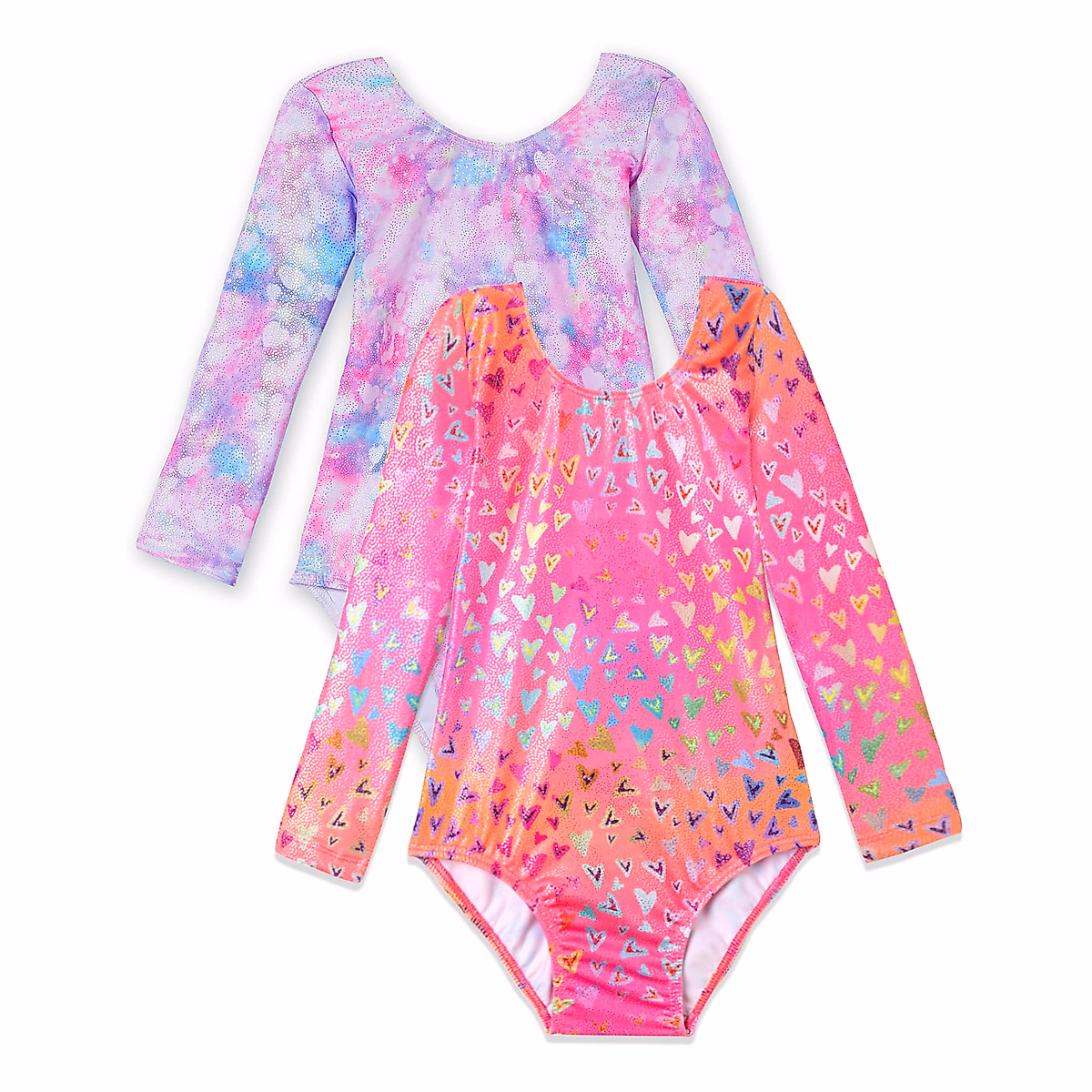 Domusgo Leotards for Girls Gymnastics Size 7-8 Years Old Shiny Rainbow Loves Outift Sparkle Cute One-Piece Nenon Love Heart Leo for Kids Gym Exercises