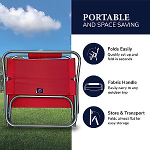 Caribbean Joe Folding Beach Chair, 1 Position Lightweight and Portable Foldable Outdoor Camping Chair, Red