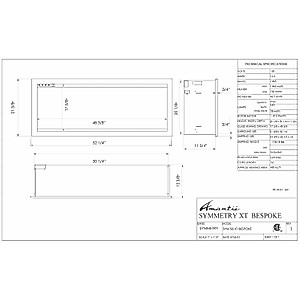 Amantii SYM-50-XT-BESPOKE Symmetry Extra Tall Bespoke 50-inch Indoor/Outdoor Electric Fireplace with Remote, Trim, Drift Log Media, and WiFi/Bluetooth Speaker