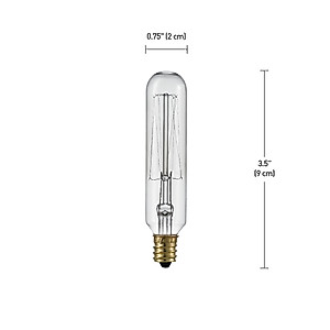 Globe Electric 80151 40W Vintage Edison Mini Tube Clear Glass Dimmable Incandescent Light Bulb 4-Pack, E12 Base, 210 Lumens, Edison Bulbs, Vintage Light Bulbs, E12 Light Bulb, Home Improvement