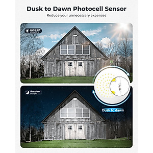 AGranTOP LED Barn Light, 12000LM Dusk to Dawn Outdoor Lighting with Photocell Adjustable Angle 100W 6500K Daylight IP66 Waterproof Street Light for Barn/Yard/Garage/Security