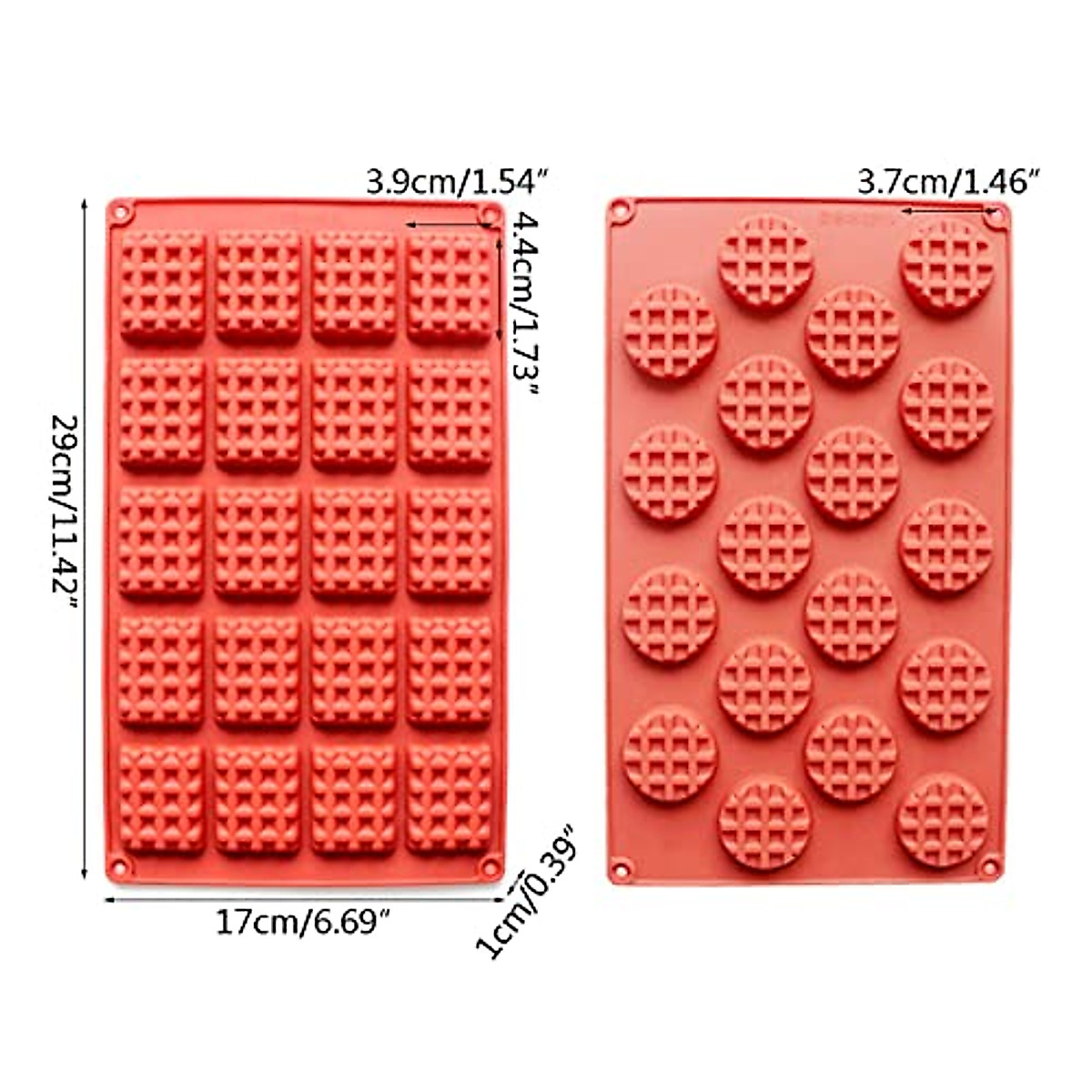 Silicone Waffle Mold Set, 2PCS/Set 18/20 Cavity Mini Silicone Waffle Mold Waffle Maker Mould, Non-stick Cake Cookie Chocolate Making Mold for Baking (C)