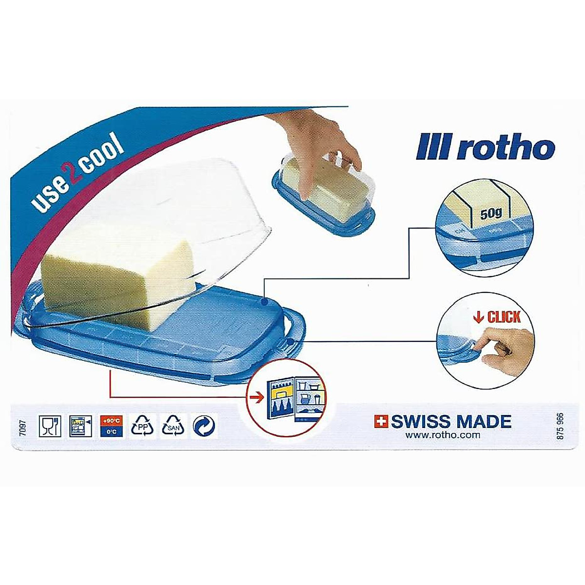 Sana Enterprises Butter Dish (Blue) with Lid (Clear) Lightweight Butter Keeper with Cooling Pack for Keeping Butter, Margarine, Spreads, Or Cheeses Cool and Fresh, Ideal for inside & outside Dining