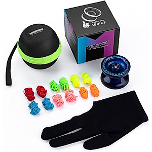 MAGICYOYO Responsive YoYo K1-Plus for Kids Beginners with Yoyo Storage Bag + 12 Yoyo Strings and Yo-Yo Glove (K1-Dark Blue)