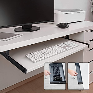 Yogui Home Living YHL Under Desk Keyboard Tray Slides Hardware (Without Tray) | 14 Inch Black Slide Adjustable Height Ball Bearing Drawer Mounting Rails with Screwdriver
