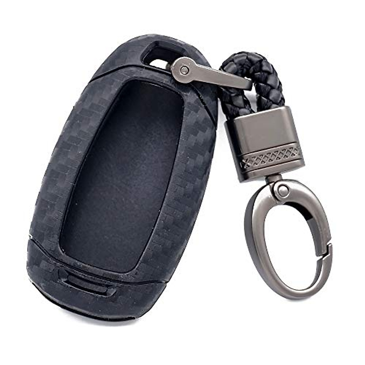 Royalfox(TM) 3 4 5 buttons soft tpu carbon fiber silicone smart remote Key Fob case Cover shell For Hyundai i30 Azera ix35 Elantra Accent Santa Fe IG Grandeur,2017-2020 Hyundai Palisade (black)