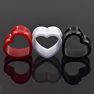 Qmcandy 6pcs Heart Shape Acrylic Ear Tunnels Plugs Set Mix Color Stretcher Expander Ear Gauge 00G