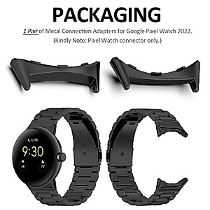 INGIDO (2 Pack) Watch Band Adapter for Google Pixel Watch 2 Connector, 20mm Stainless Steel Metal Replaceable Band Connection Adapter for Google Pixel Watch 2 2023, Pixel Watch 2022 Accessories Black
