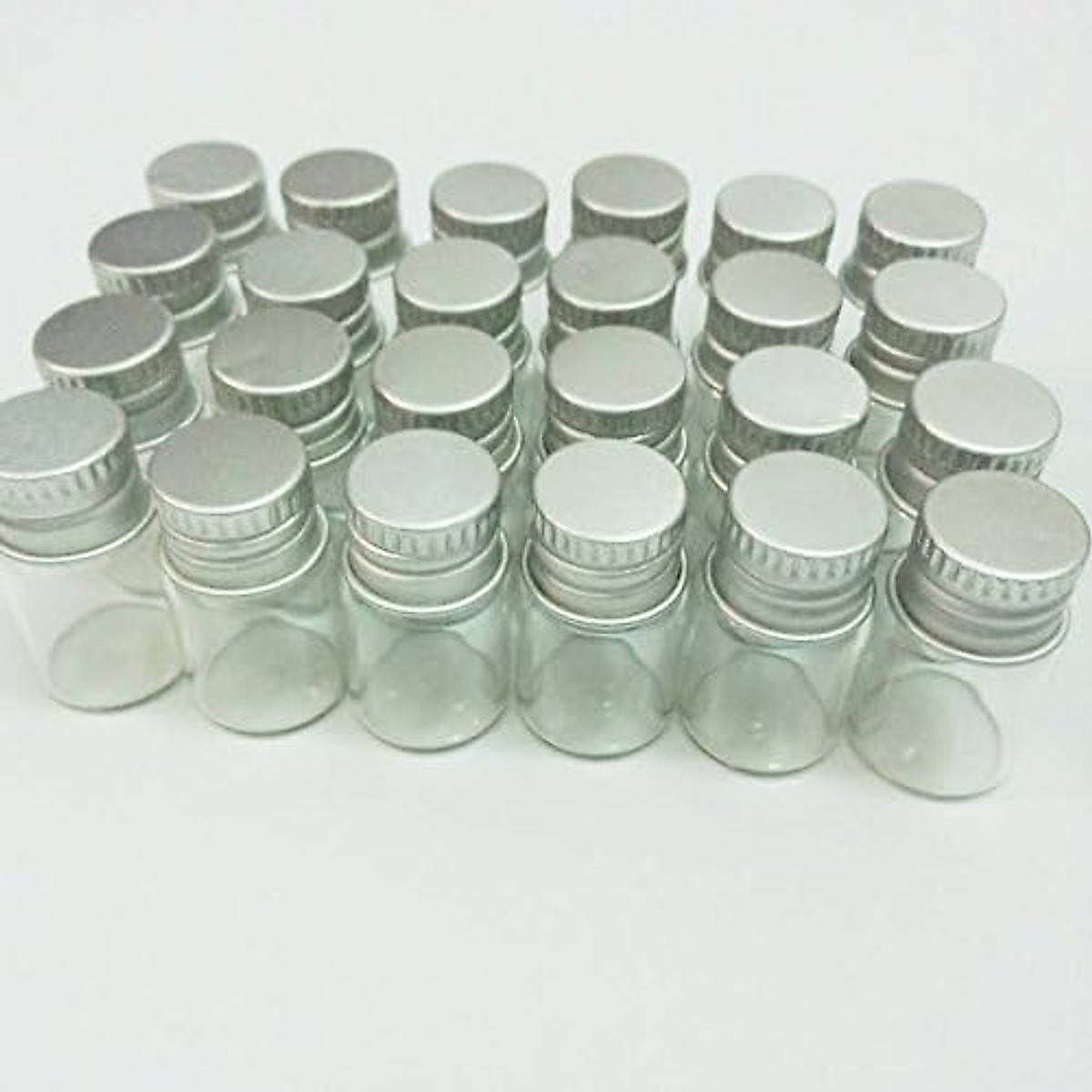 Luo House 10pcs 16x26mm Tiny Mini Small Clear Bottles Glass Vials 2.0ml 1/2 Dram with Caps
