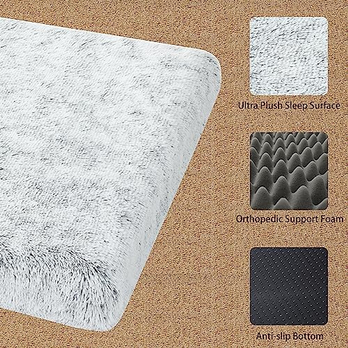 YIZHUOPET Dog Bed, Dog Crate Pad with Removable Washable Pet Mat Cover, Non-Slip Bottom, Waterproof Orthopedic Dog Beds for Large/Medium/Small Dogs (XL(42''x30''x4''), Grey)