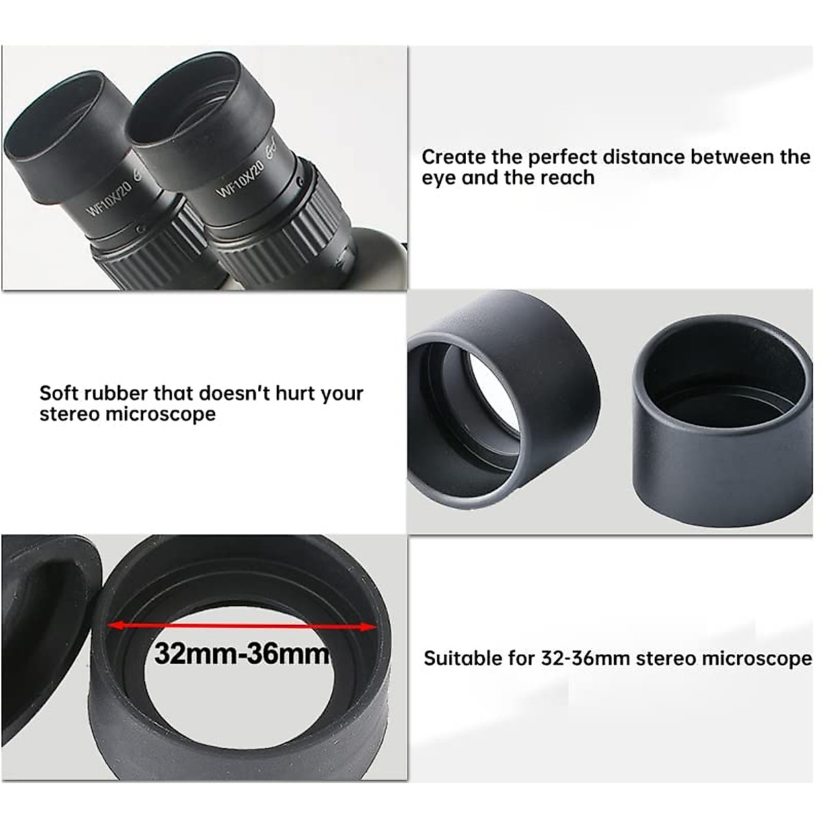 2PCS Eyepiece Eyeshields Eyepiece Cover Soft Rubber Eyepiece Guard Stereo Microscope Accessory for 32-36mm Stereo Microscope(Flat Angle)
