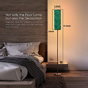 RZNTJHUINA Modern Standing Lamps Vintage Rustic Palm Pattern Minimalist Floor Lamp Metal Pole Lamp with Linen Lampshade for Bedroom Living Room Office Nursery Reading Beach House Decor Foot Switch