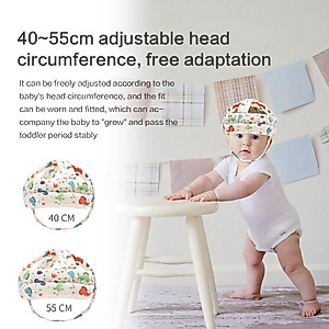 Baby Fall Protector, Baby Safety Helmet for Crawling and Walking, Baby Head Guard for Boys and Girls (Fit for 6 to 20 Months) - Red Dinasor