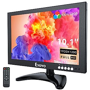 Eyoyo Security Camera Monitor Screen 10.1 Inch Small Computer Monitors 1920x1200 FHD CCTV Monitor with HDMI VGA BNC AV USB Built in Speaker for Home Office