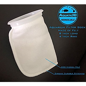 AquaticHI 4 Pack Felt Filter Socks, 200 Micron, 4 Inch Ring by 8 Inch Long, for Freshwater/Saltwater Aquariums, Ponds, Use in Sumps/Overflows