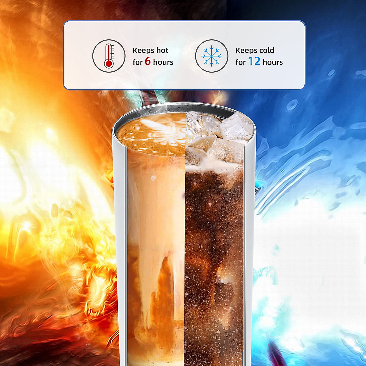 AGH 20 oz Sublimation Water Bottles with 2-in-1 Lids Skinny Straight Sublimation Tumblers Blanks Double Wall Vacuum Insulated, 12 Pack