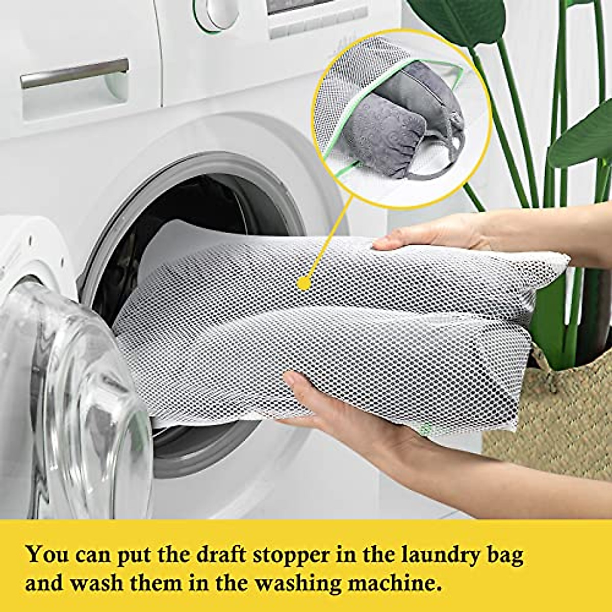 fowong Door Draft Stopper 38 Inch Weighted Under Door Draft Blocker Soundproofing Guard Wind Blocker with Hook Tapes for Easy Install, Grey