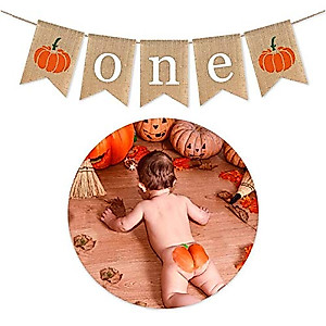 SWYOUN Burlap Pumpkin One Banner Boy Girl 1st Birthday Party Supplies Decoration