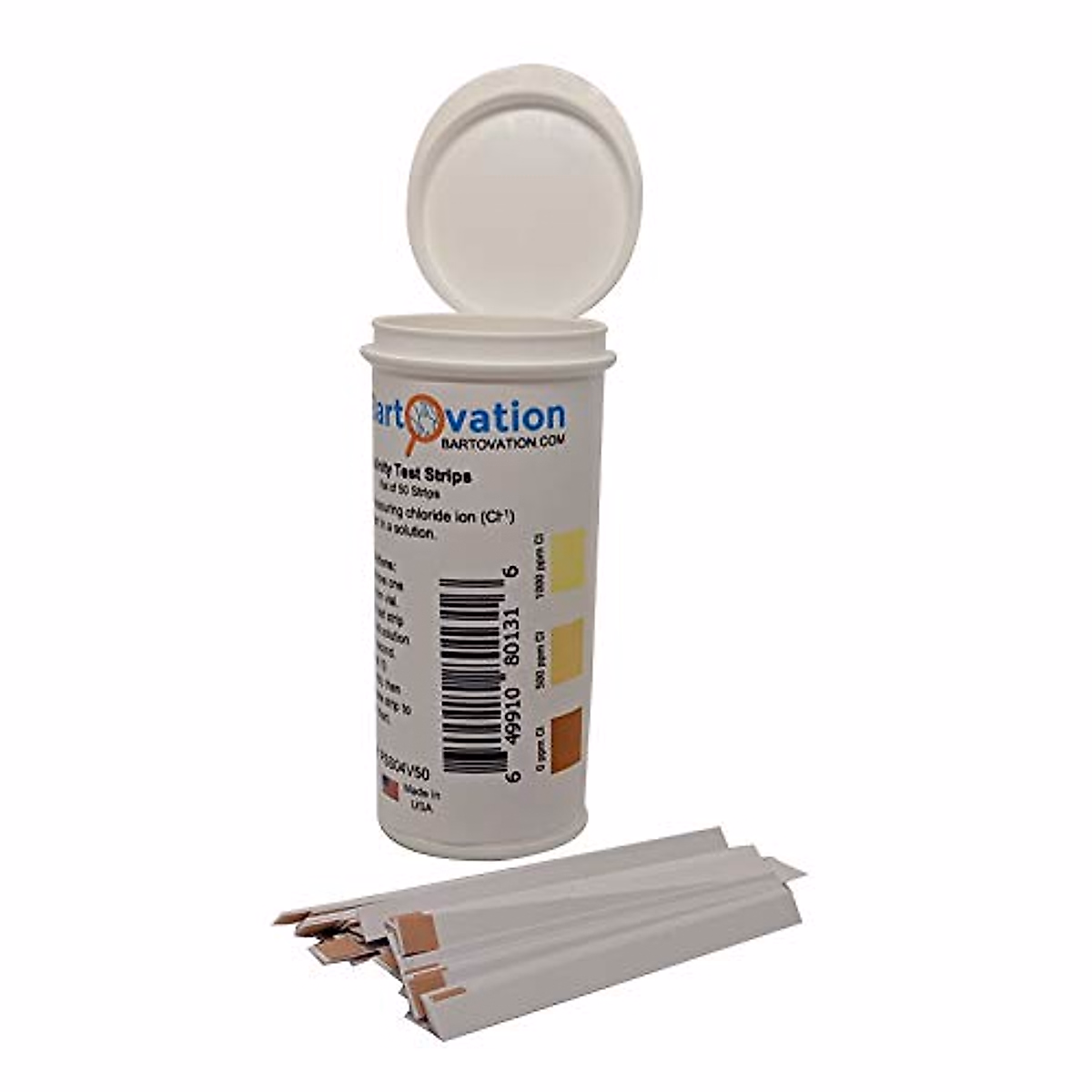 Salinity Test Strips, 0-1000 ppm [Vial of 50 Strips] for Chloride Based Salt Solutions
