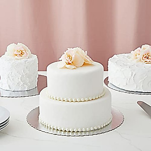 12-Pack Cake Boards 12 Inch, Elegant Round Scalloped Boards for Bakeries, Baking Desserts, Cake Decorating, Sturdy Cardboard Material, Disposable (Silver, 12x12x0.08 in)