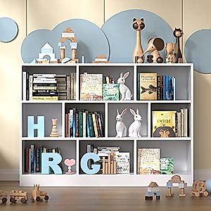 Cozy Castle White Bookshelf, 3-Tier Open Shelf Bookcase, 10 Cube Storage Organizer with Anti-Tilt Device, Freestanding Book Storage Shelves for Bedroom, Living Room