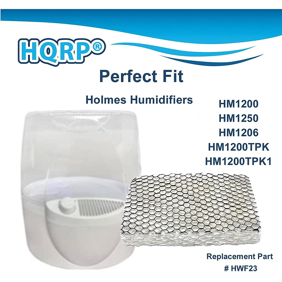 HQRP 2-Pack Wick Filter Compatible with Holmes HWF23CS / HWF23 Filter F Replacement fits HM1200, HM1250, HM1206, HM1200TPK, HM1200TPK1, Bionaire BCM1250 Humidifiers