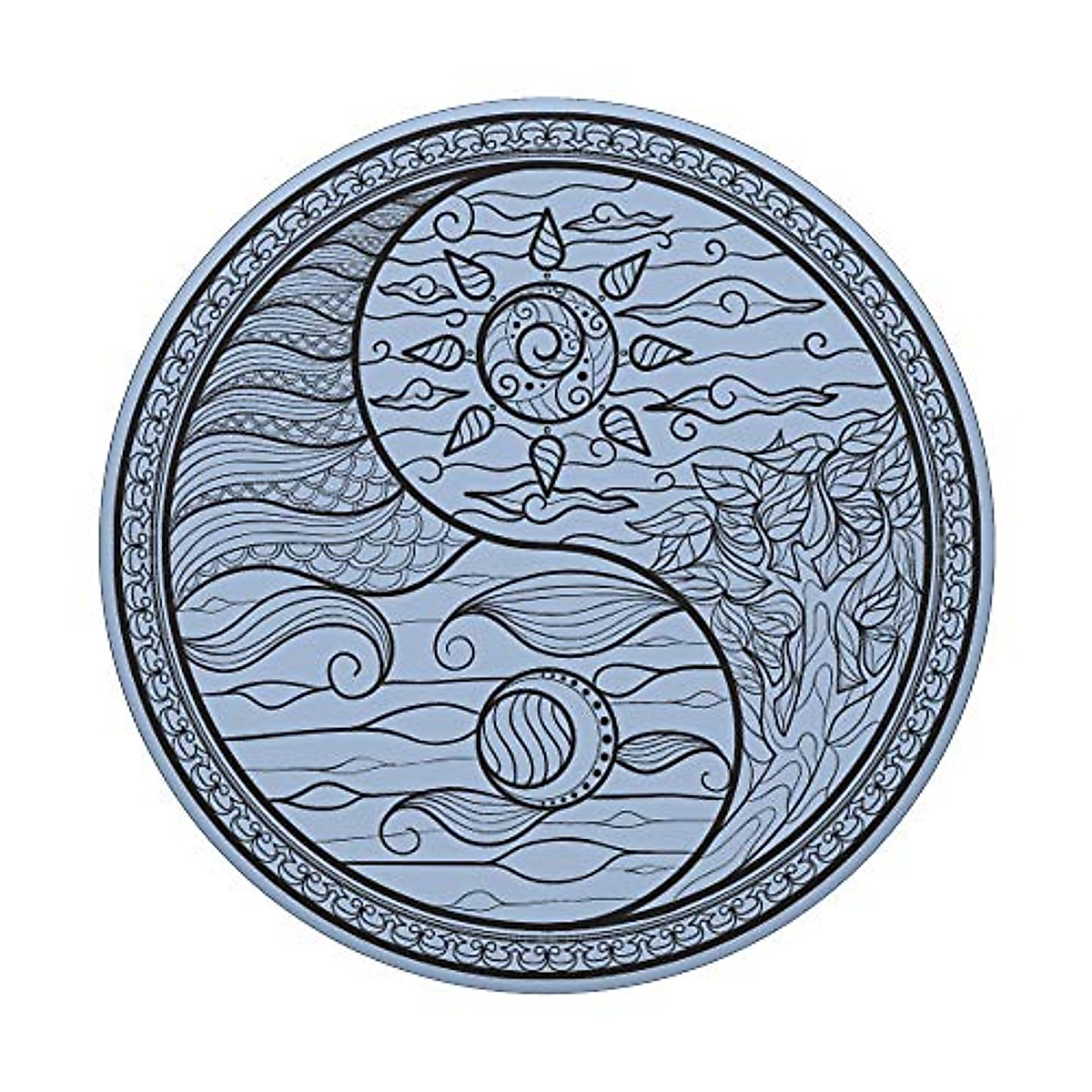Yin Yang Day and Night Steel Blue PopSockets PopGrip: Swappable Grip for Phones & Tablets